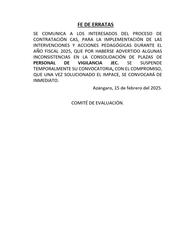 Fe de Erratas | PDF