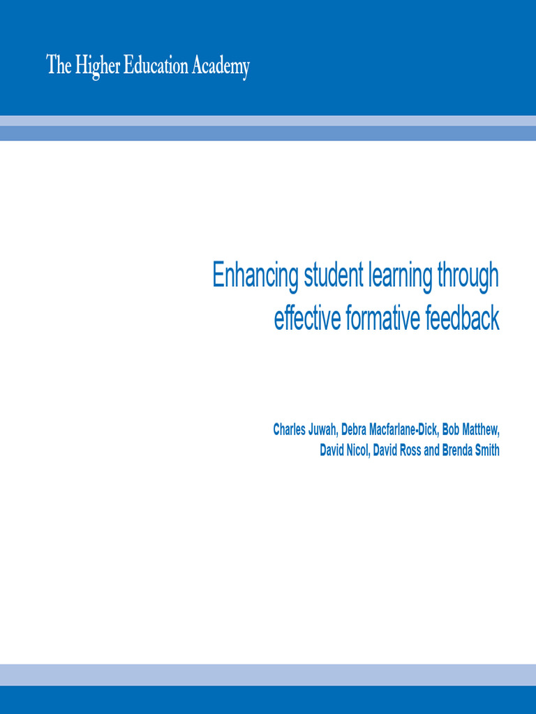 Seven Principles of Effective Feedback | PDF | Educational Assessment ...