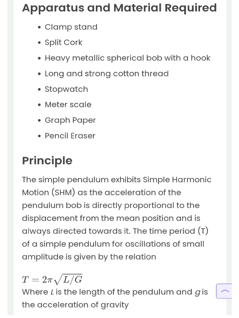 Simple Pendulum Experiment | PDF