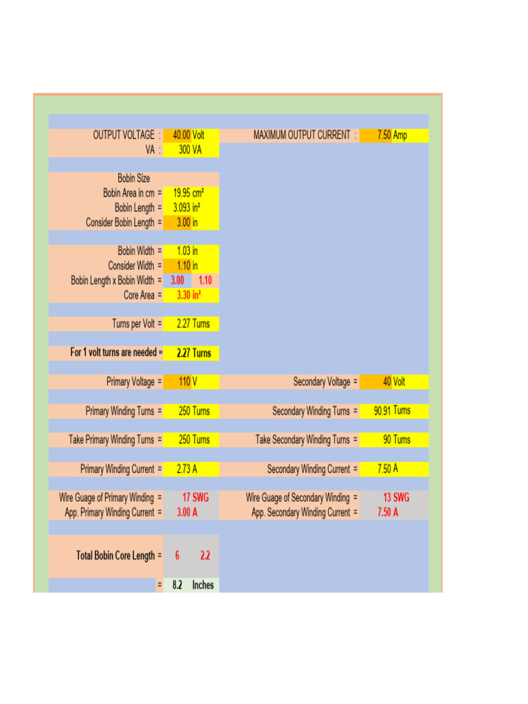 Transformer Turns and Specifications | PDF