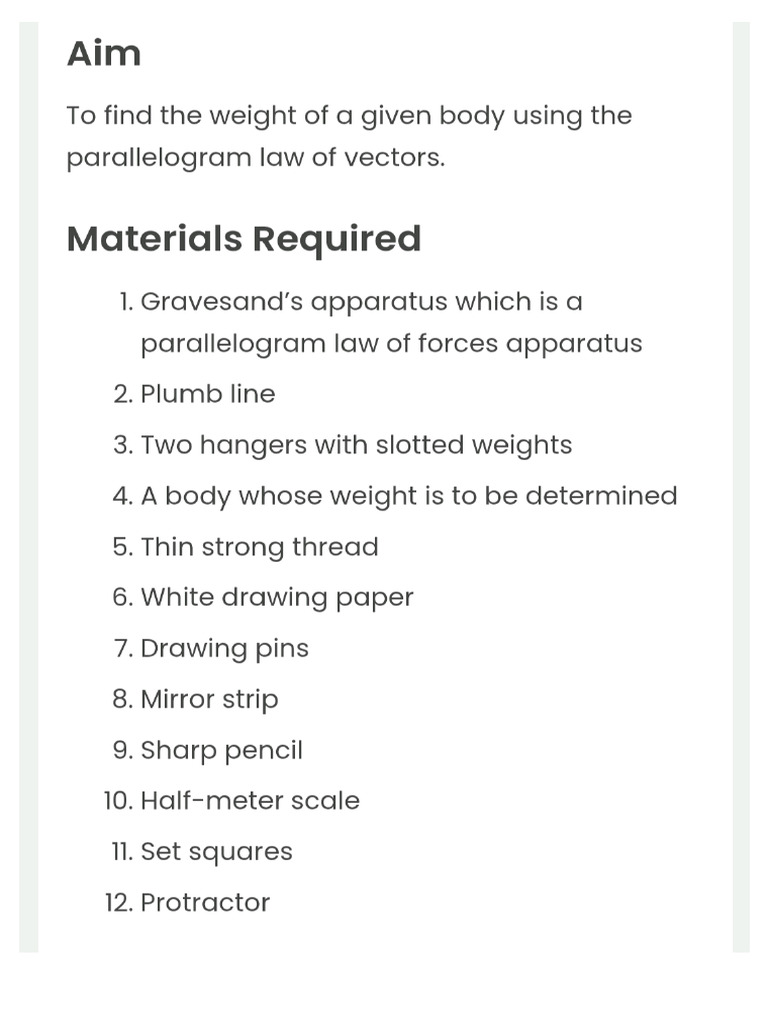 Parallelogram Law Experiment | PDF