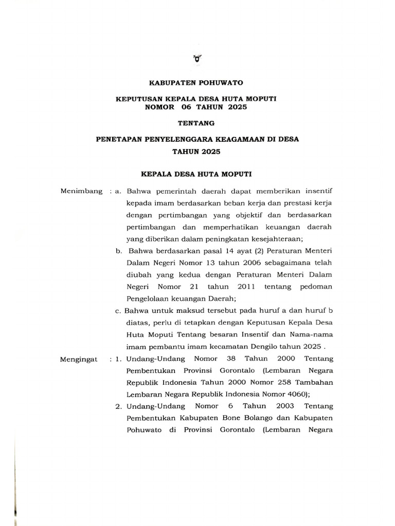 SK Imam Desa Huta Moputi | PDF