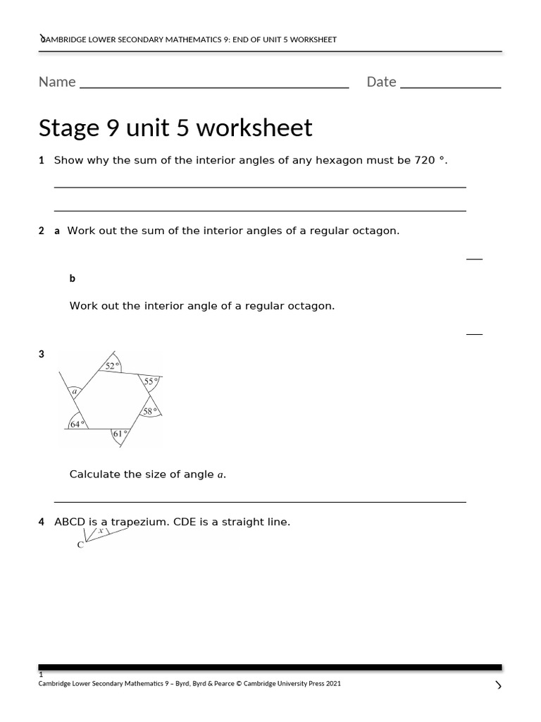 Unit 5 Worksheet Pdf