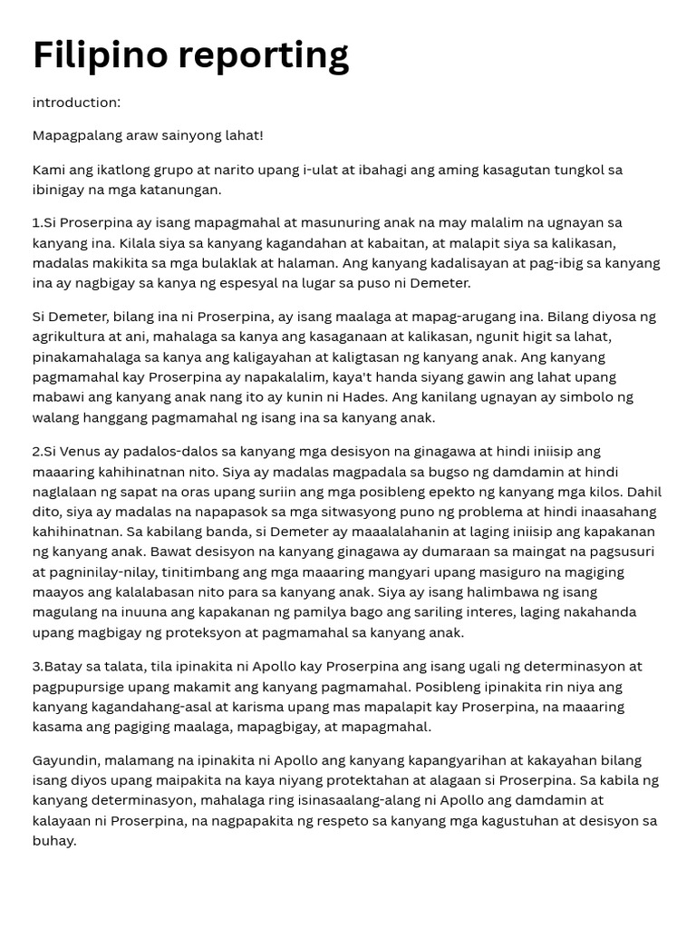 Filipino Reporting PDF | PDF