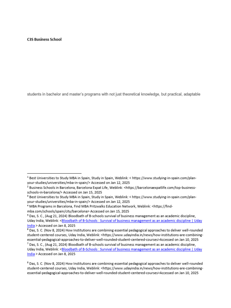 C3S Business School for Wikipedia | PDF | Pedagogy | Master Of Business ...