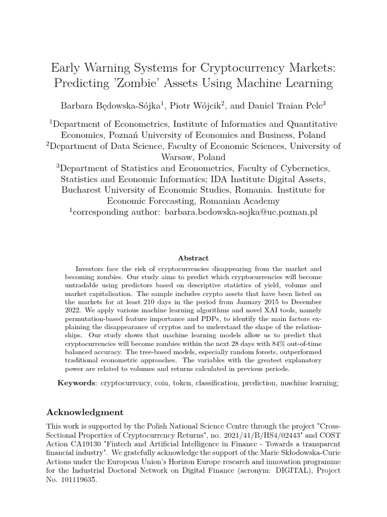 predict Zombie asset of crypto market | PDF | Cryptocurrency | Machine Learning