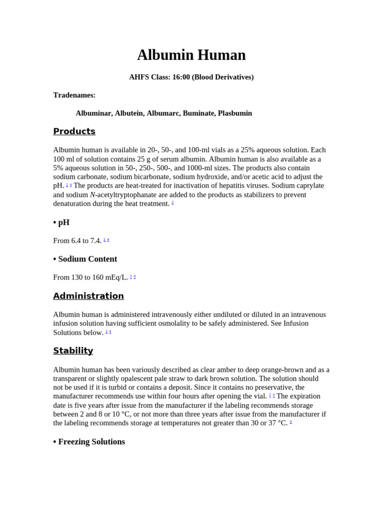 Human Albumin: Uses and Compatibility | PDF | Intravenous Therapy ...
