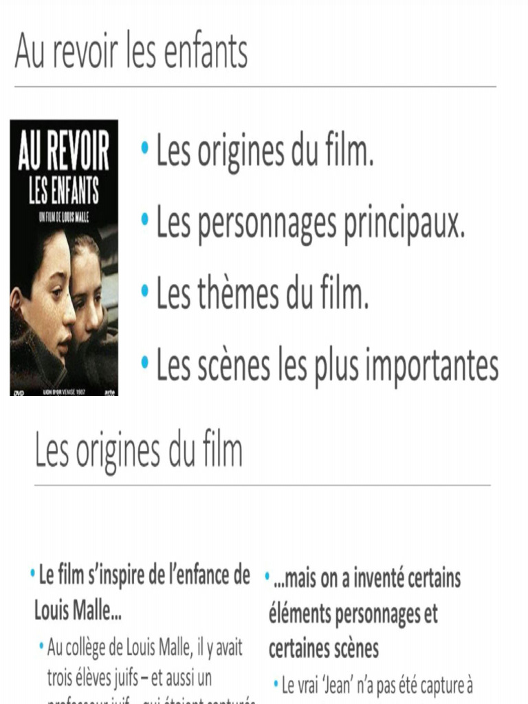 Au Revoir Les Enfants Presentation | PDF
