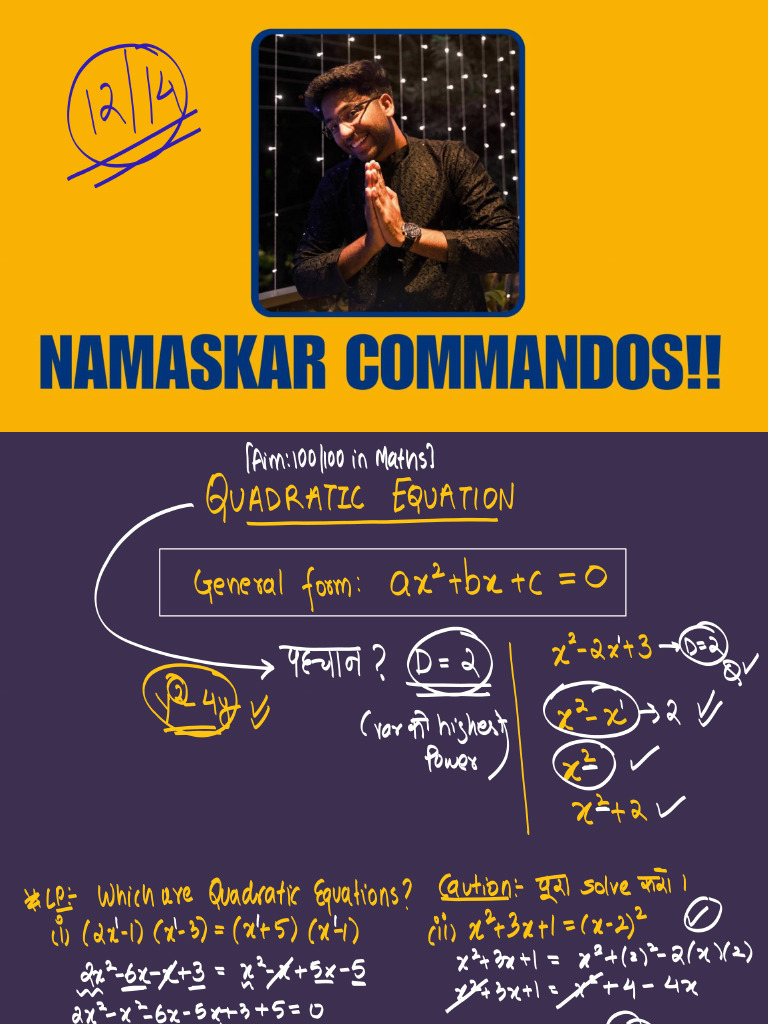 Class 10th Quadratic Equation One Shot | PDF