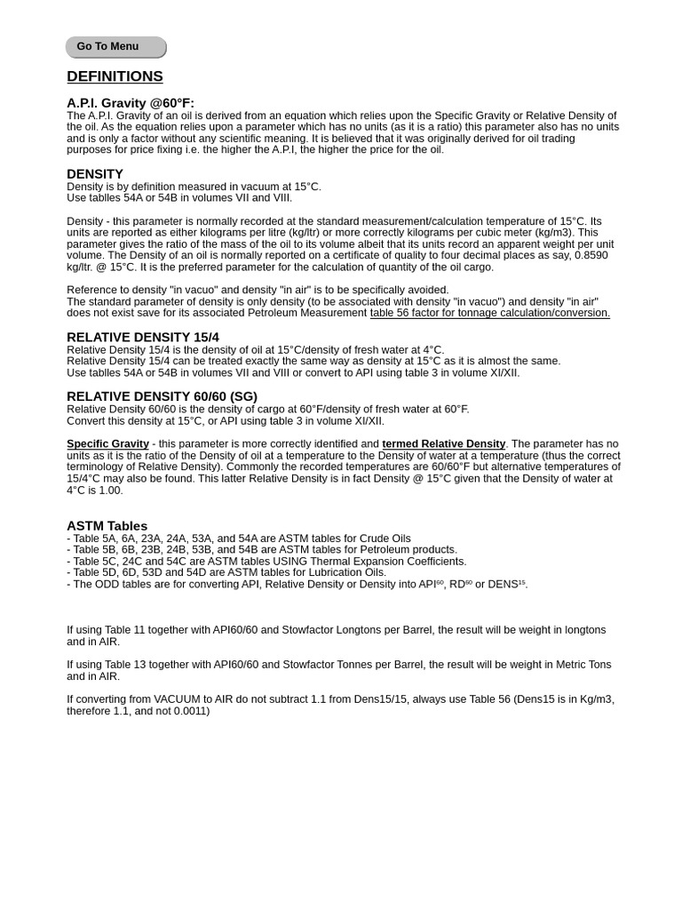 ASTM Tables 6 (Good) | PDF | Barrel (Unit) | Density