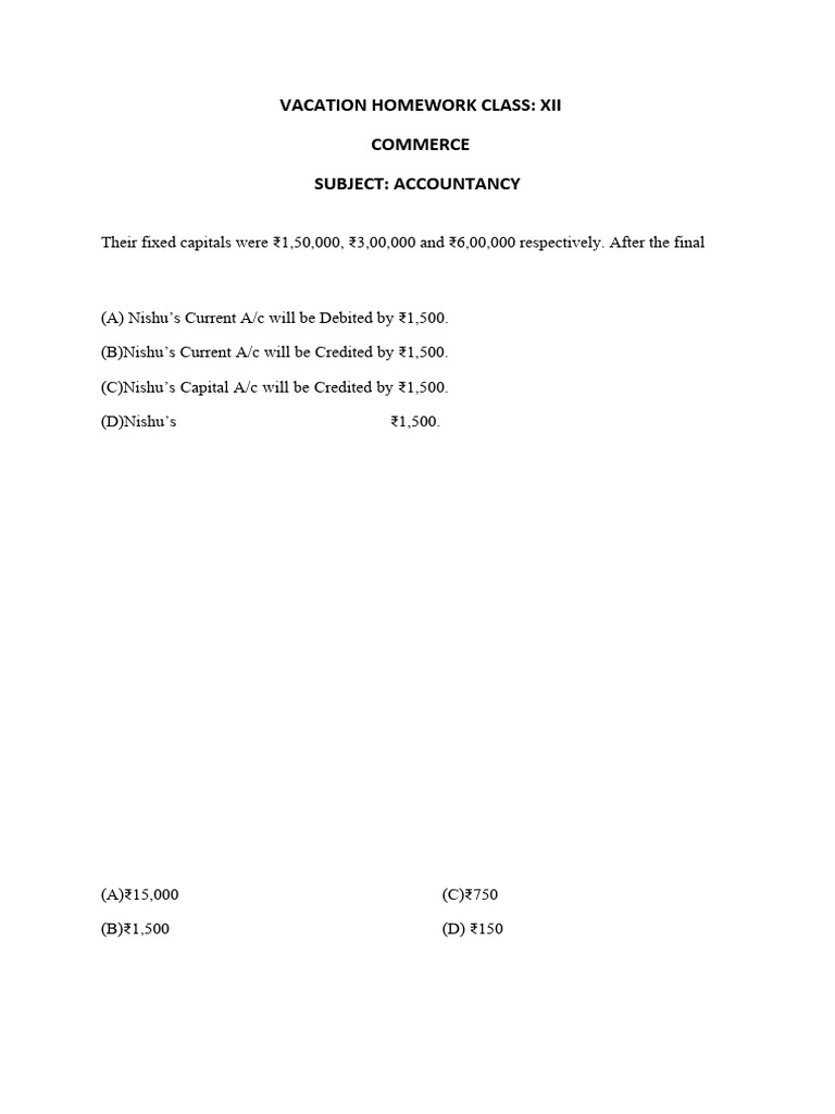 Summer Vacation Holiday Homework Class-Xii-B | PDF | Interest | Partnership