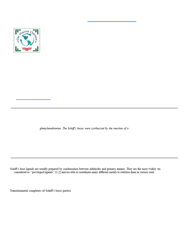 Synthesis Characterization and Antibacterial Activity of Schiff Base of Cu II Ni II and Co II ...