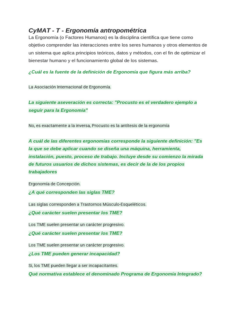 CyMAT - T - Ergonomía antropométrica | PDF