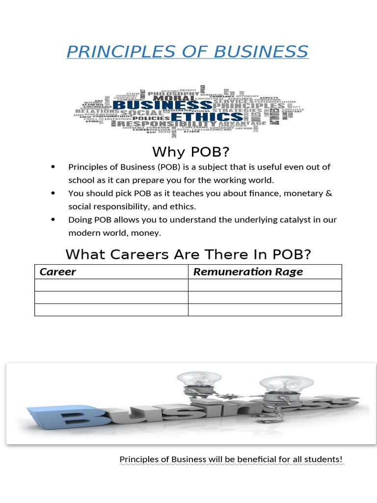 Benefits of Studying Principles of Business | PDF