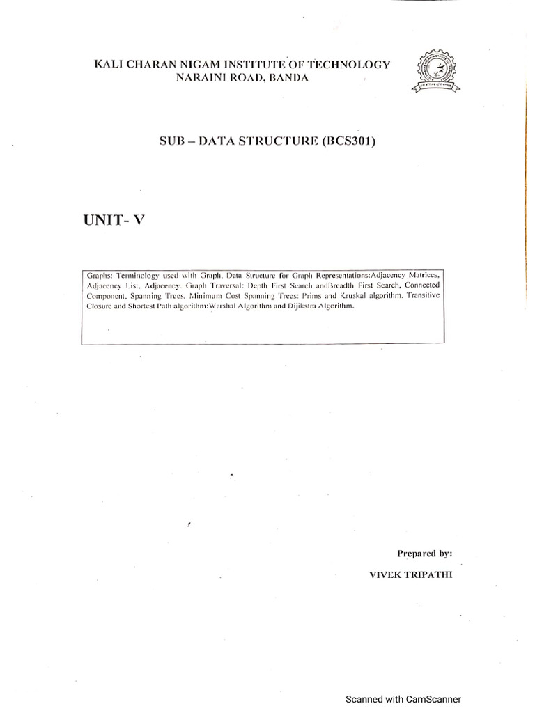 Data Structure Unit 5 (BCS-301) | PDF