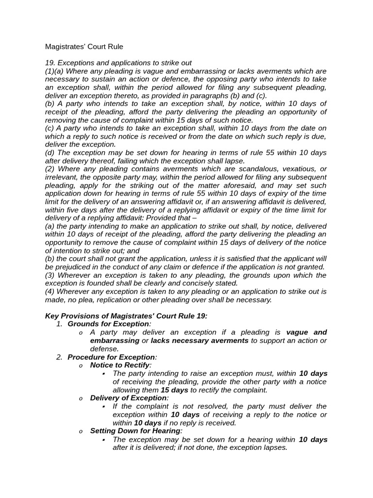 Magistrates' Court Rule 19 Overview | PDF | Pleading | Legal Procedure