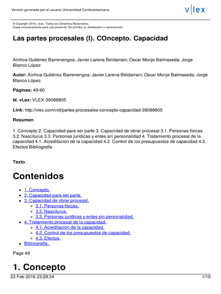 Las Partes Procesales | PDF | Ley procesal | Demanda judicial