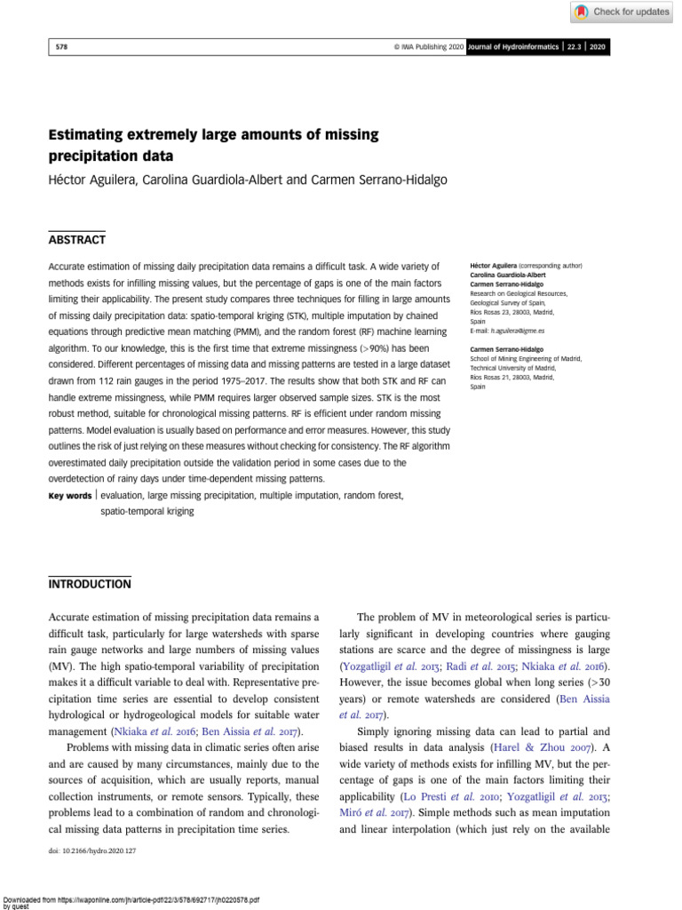 Estimating Missing Precipitation Data | PDF | Precipitation | Applied Mathematics
