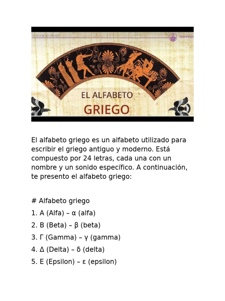 Alfabeto griego: letras y usos principales | PDF