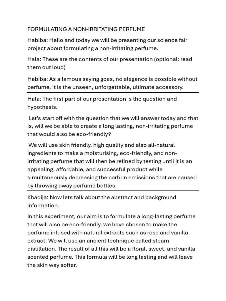 Formulating A Non Irritating Perfume | PDF | Perfume