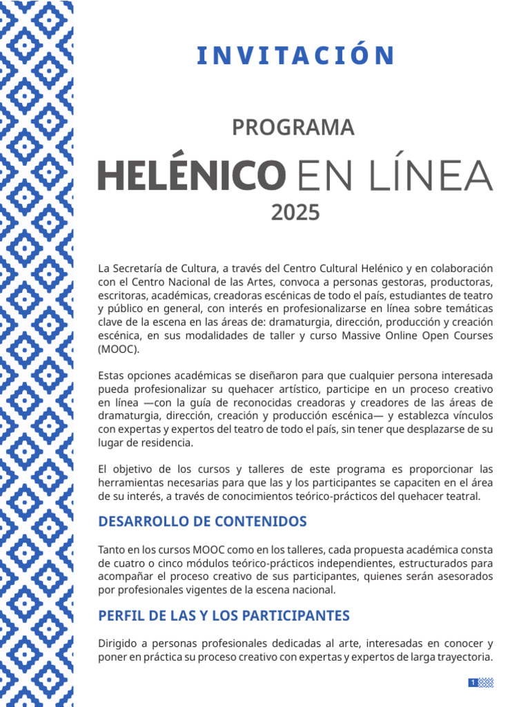 Cursos en línea del Centro Cultural Helénico | PDF