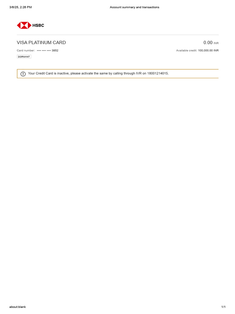 Activate Your Inactive Visa Card | PDF