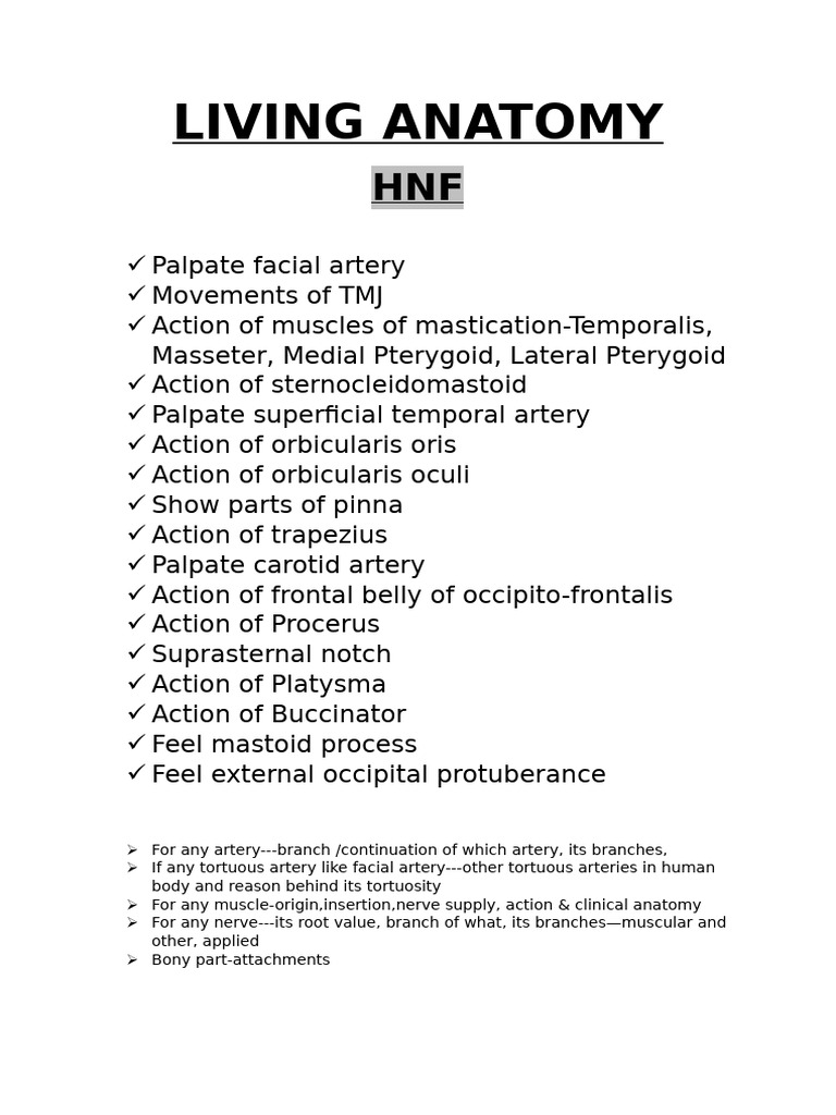 HNF Living Anatomy | PDF