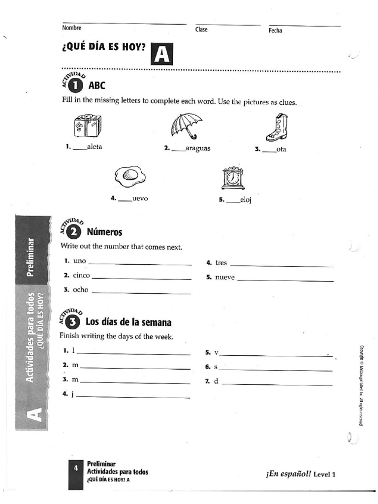Days Letters Numbers Practice 2 From WB | PDF