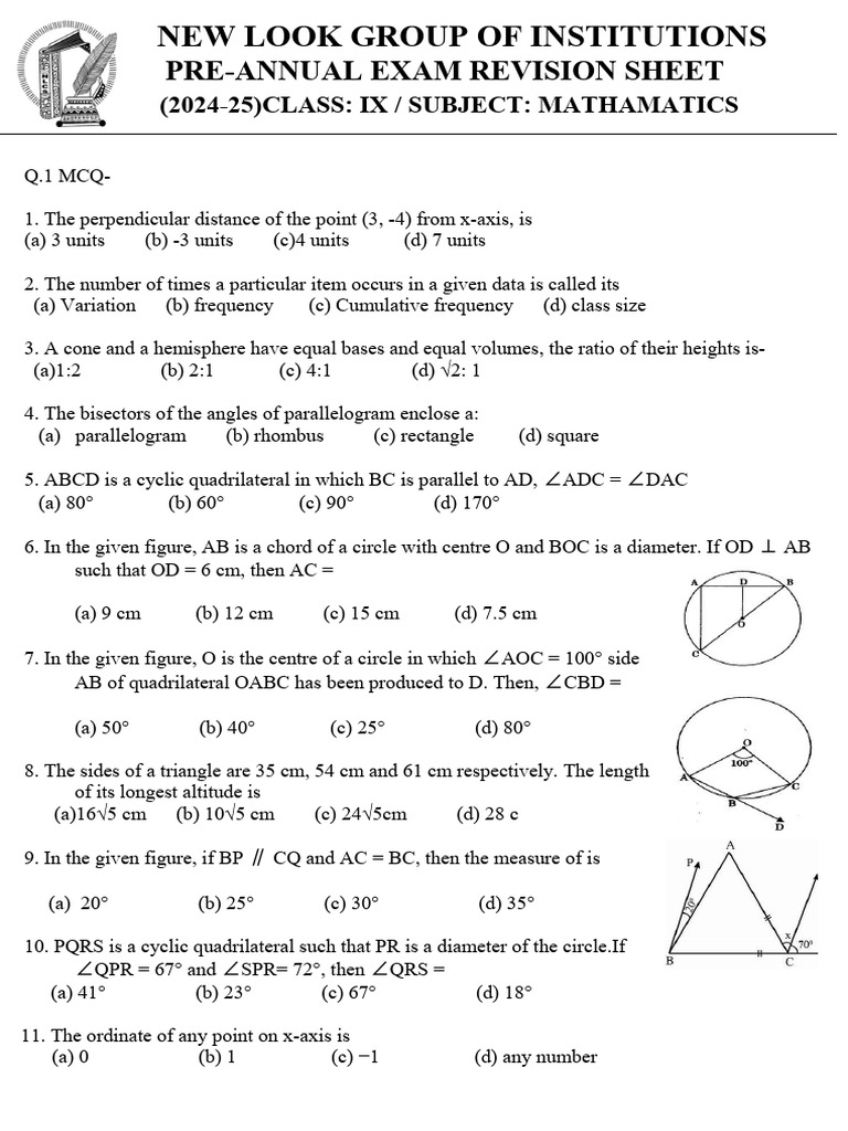 English 9th Revison Sheet PD 2 PDF | PDF | Area | Triangle