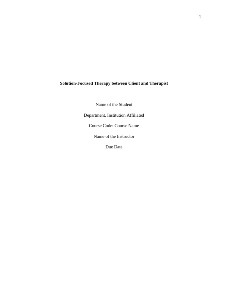 Order 6626281 Solution Focused Therapy Between Client and Therapist | PDF