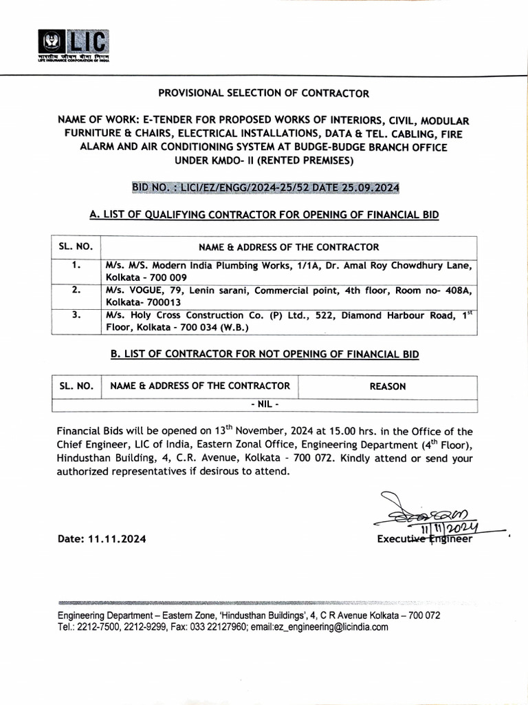 Financial Bid Opening Notification | PDF