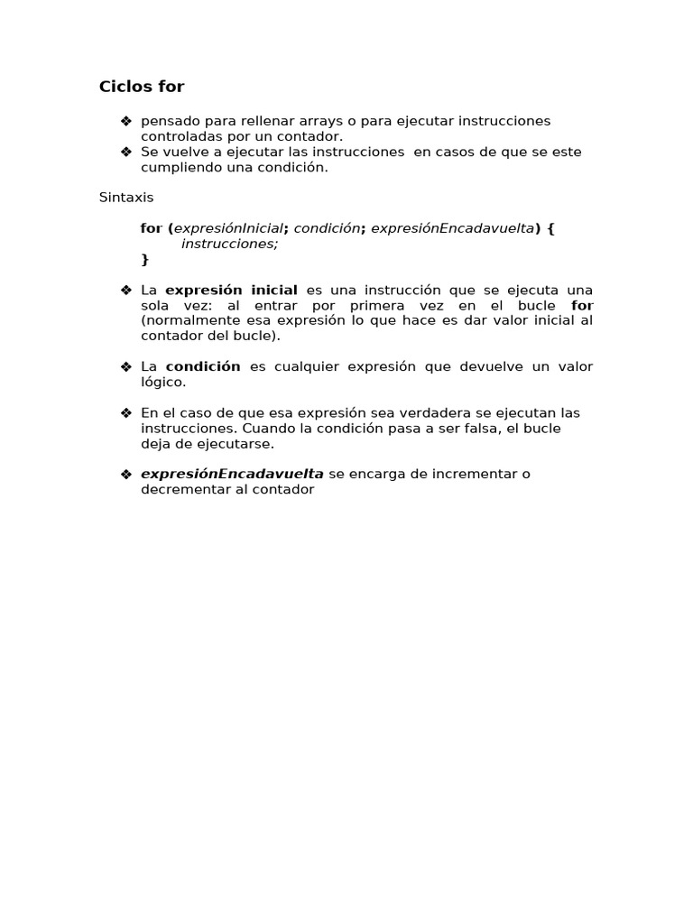 Ciclos For | PDF