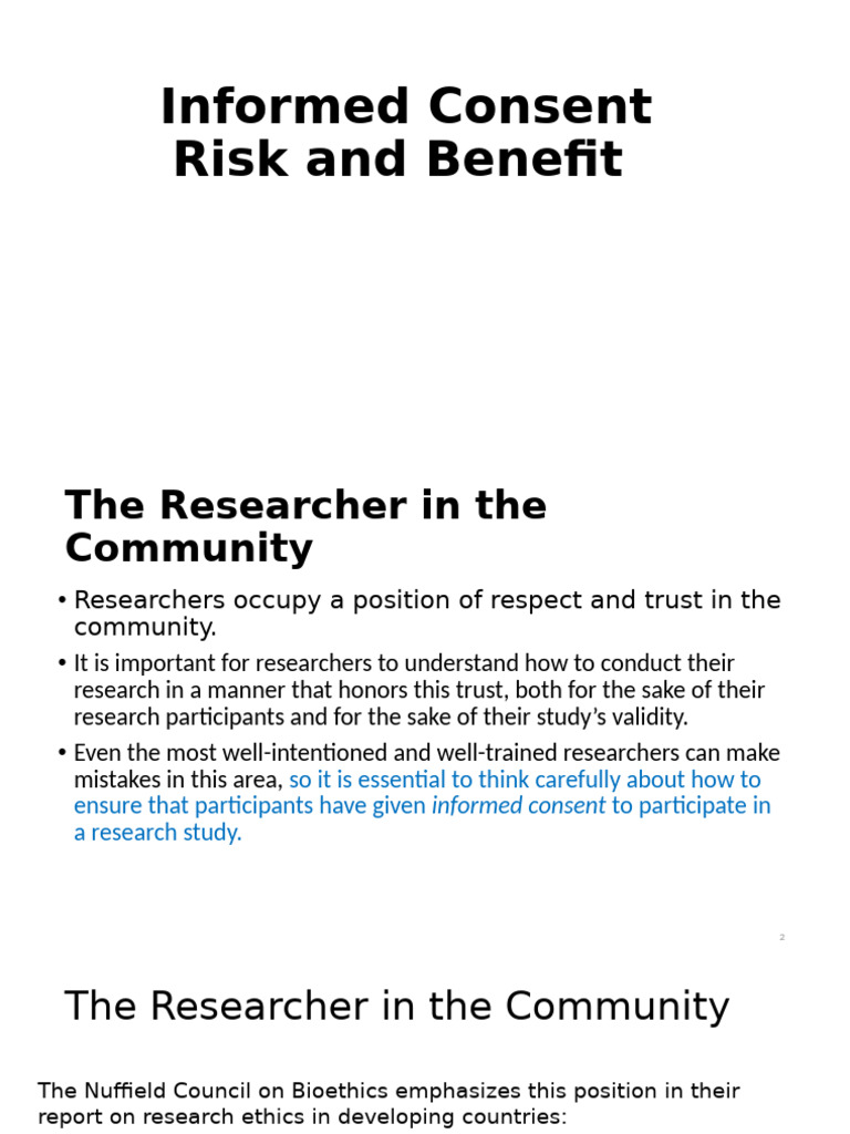 Informed Consent in Research Ethics | PDF | Informed Consent | Risk