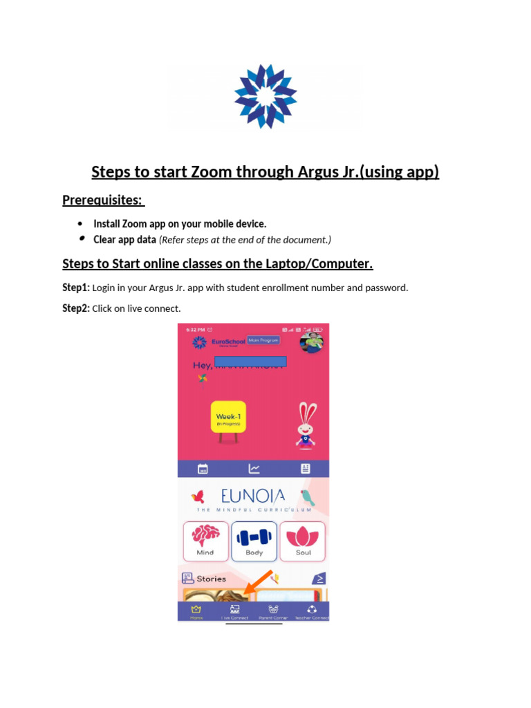 Start Zoom Through Argus JR App | PDF