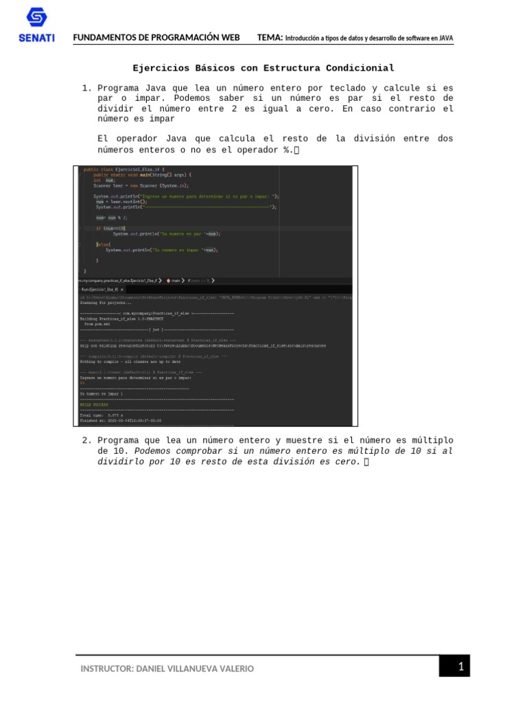 JAVA - ESTRUCTURAS CONDICIONALES LEGUIA IF_ELSE | PDF | Tipo de datos | Java (lenguaje de ...