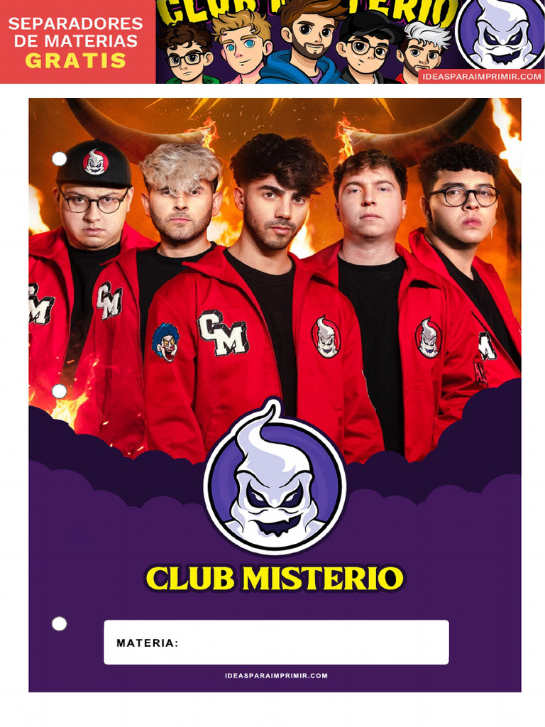 Caratulas Asignaturas Club Misterio Fede Vigevani Imprimir Gratis | PDF