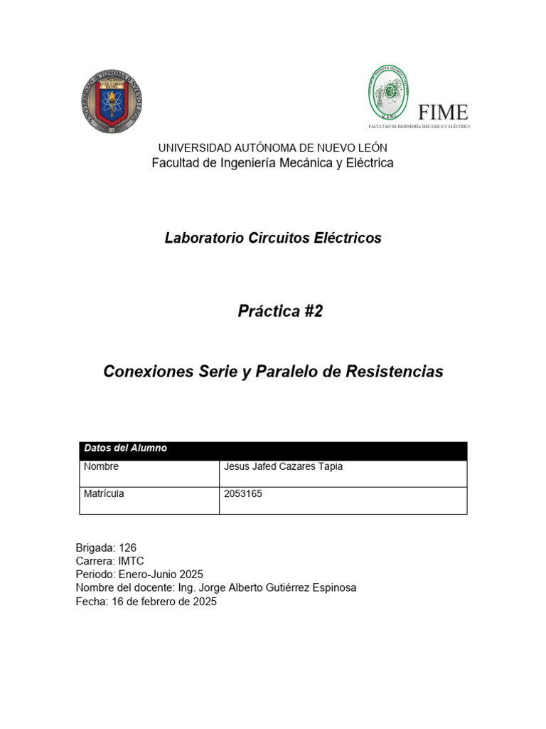 Practica 2_Lab Cir Elec_2053165 | PDF