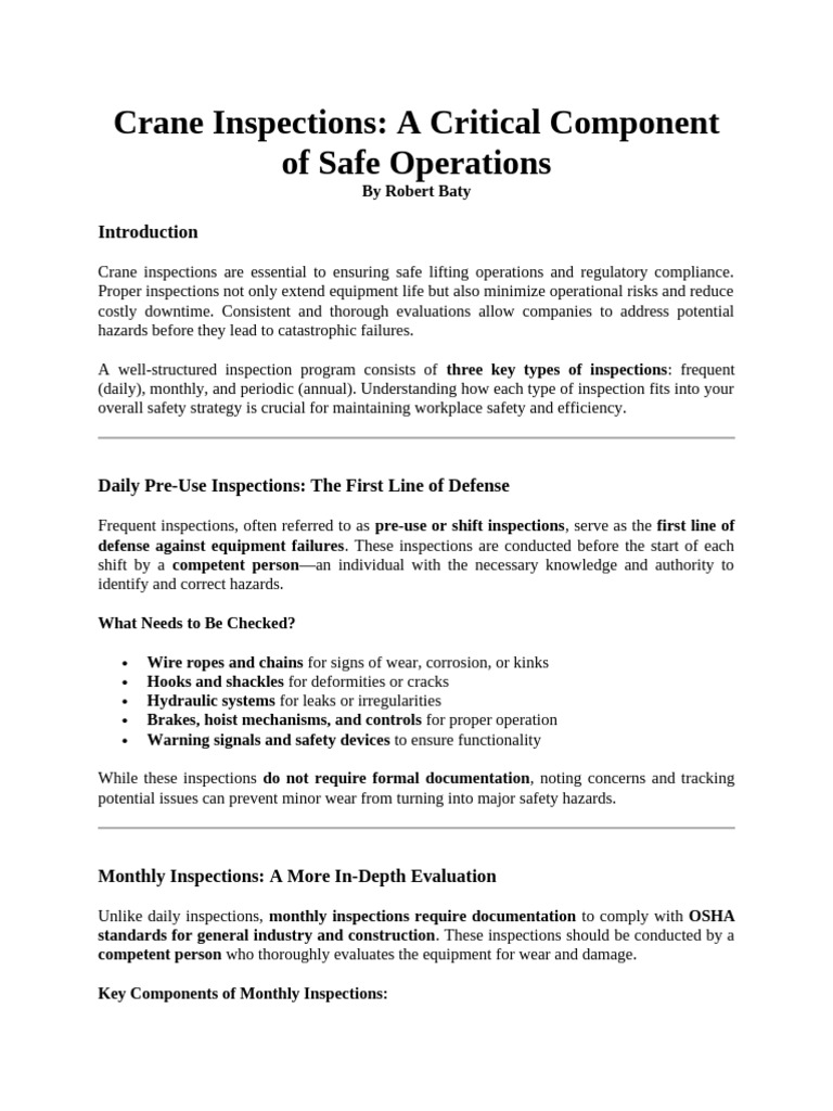 Crane Inspections A Critical Component of Safe Operations, RB 2-2025 ...
