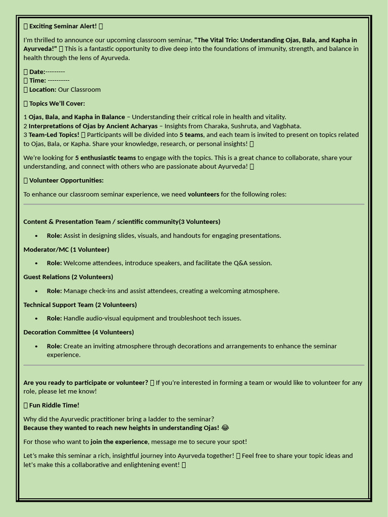 ? Exciting Seminar Alert | PDF