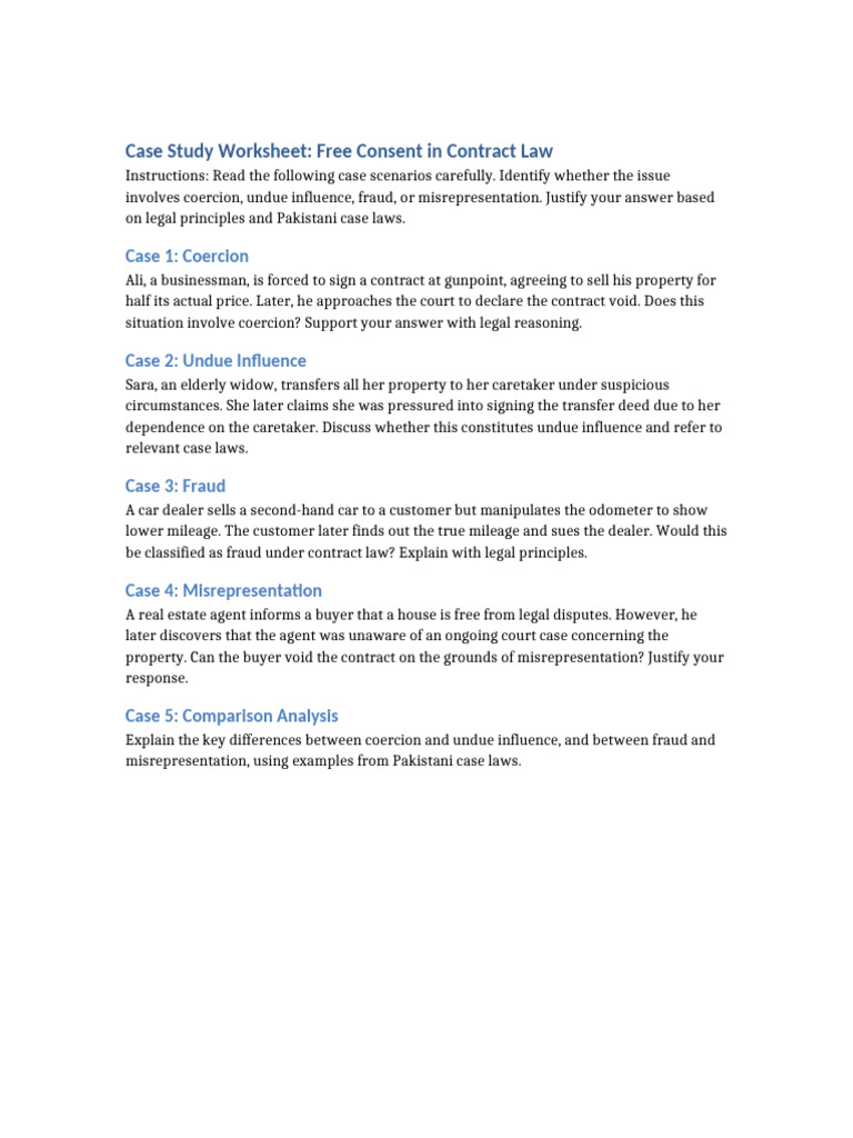 Free_Consent_Case_Study_Worksheet (1) | PDF