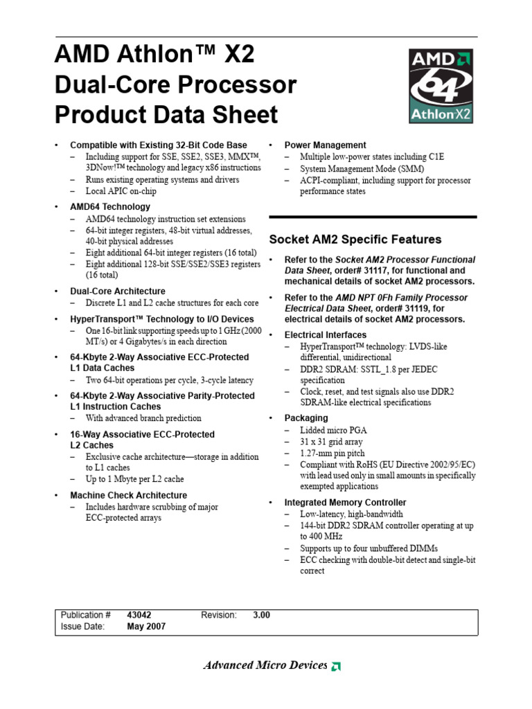 AMD Athlon™ X2 | PDF | Central Processing Unit | Computing