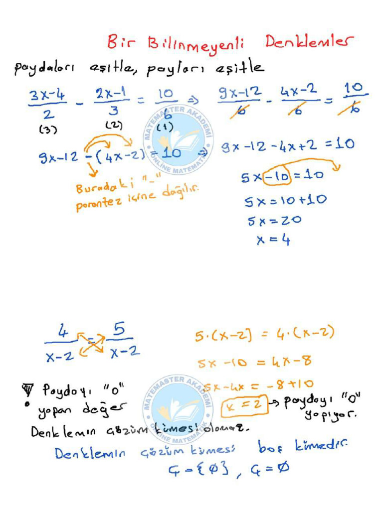 8.sinif Matematik Dogrusal Denklemler Konu Ozeti | PDF