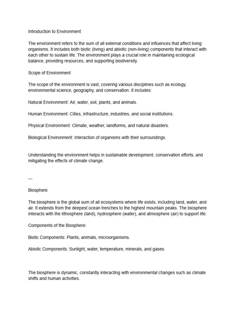 Environment Introduction-Scope, Biosphere, Biome, Ecosystem ...