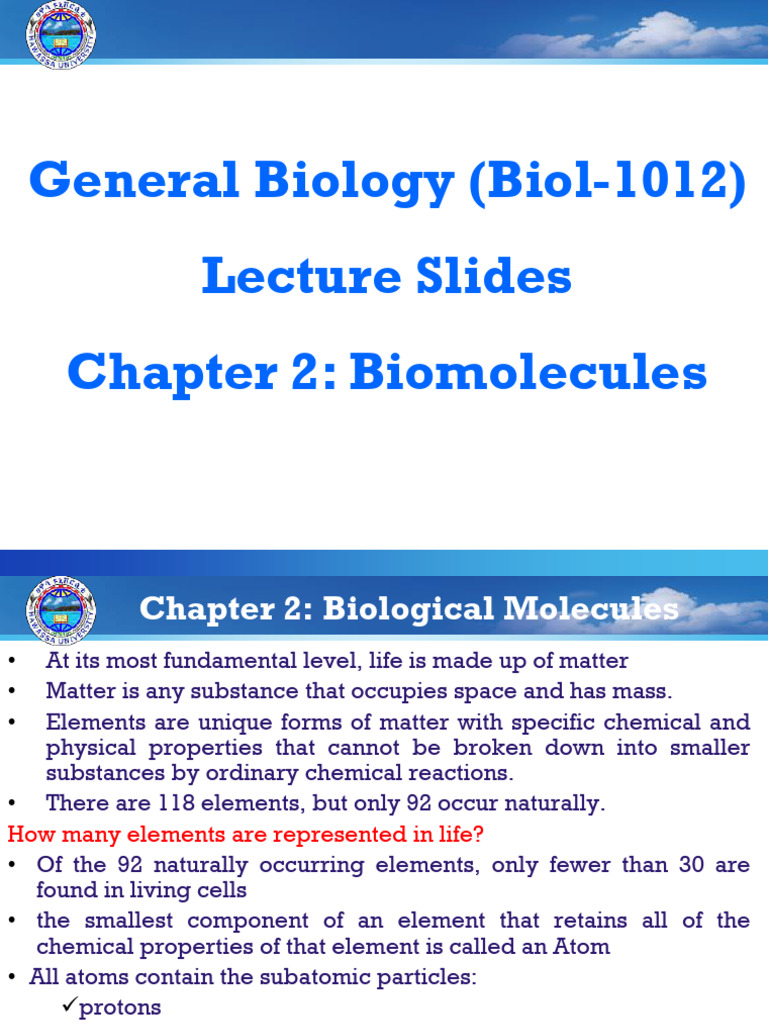 General Biology Chapter 2 | PDF | Carbohydrates | Ion