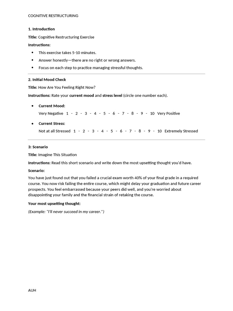 Cognitive Restructuring and Well-Being - English Version V3 | PDF ...