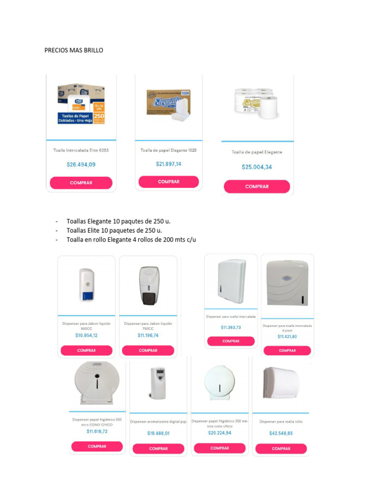 Precios Mas Brillo y Master Clean | PDF