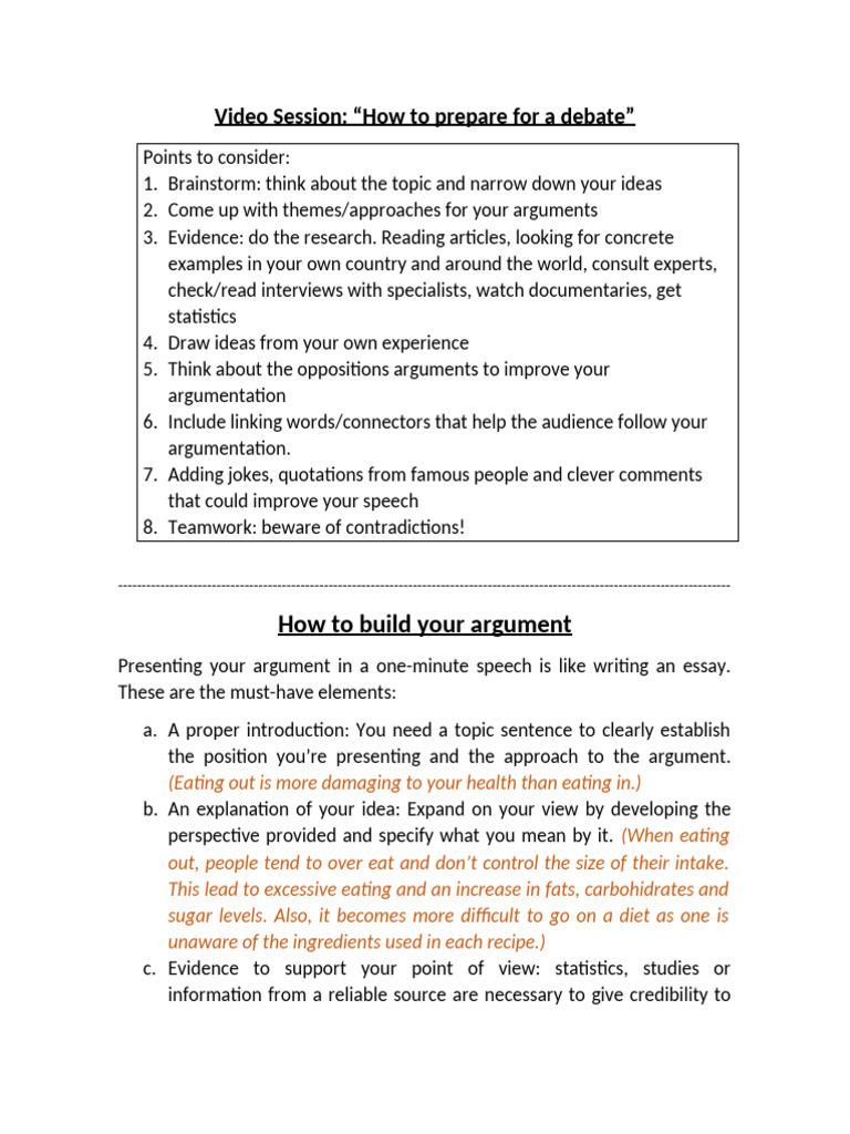 How To Prepare For A Debate | PDF