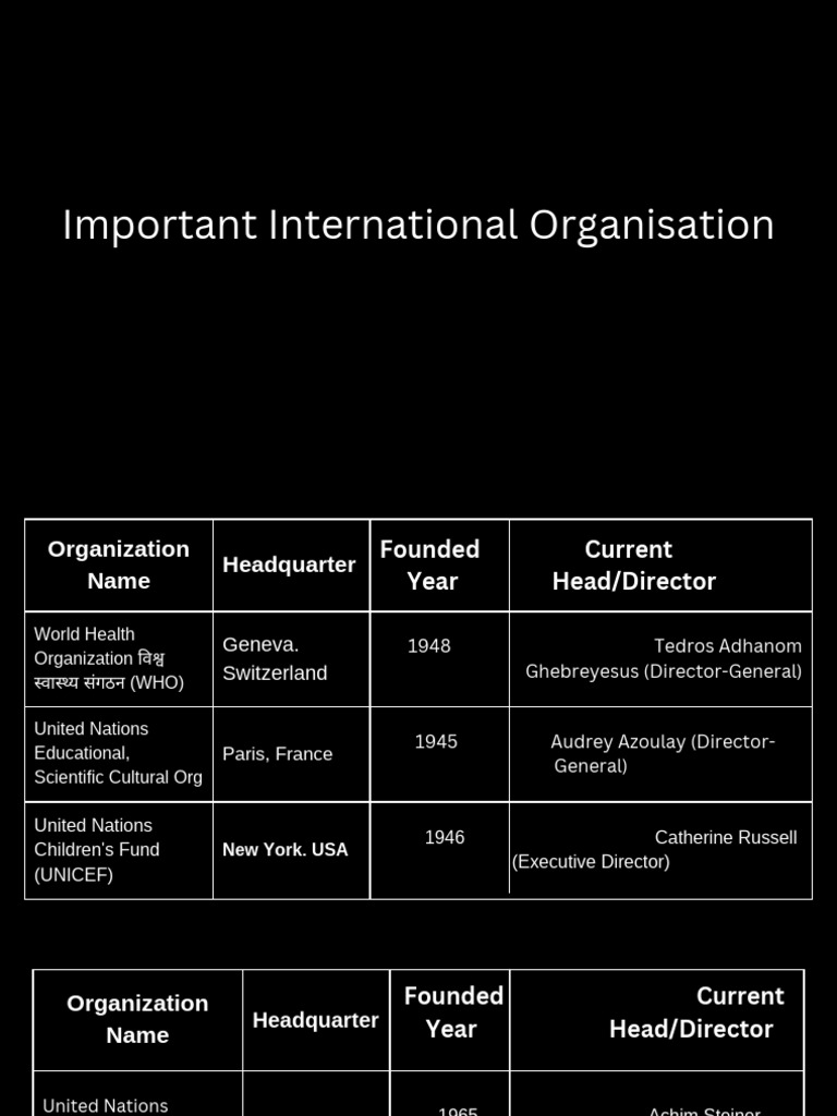 Key International Organizations List | PDF