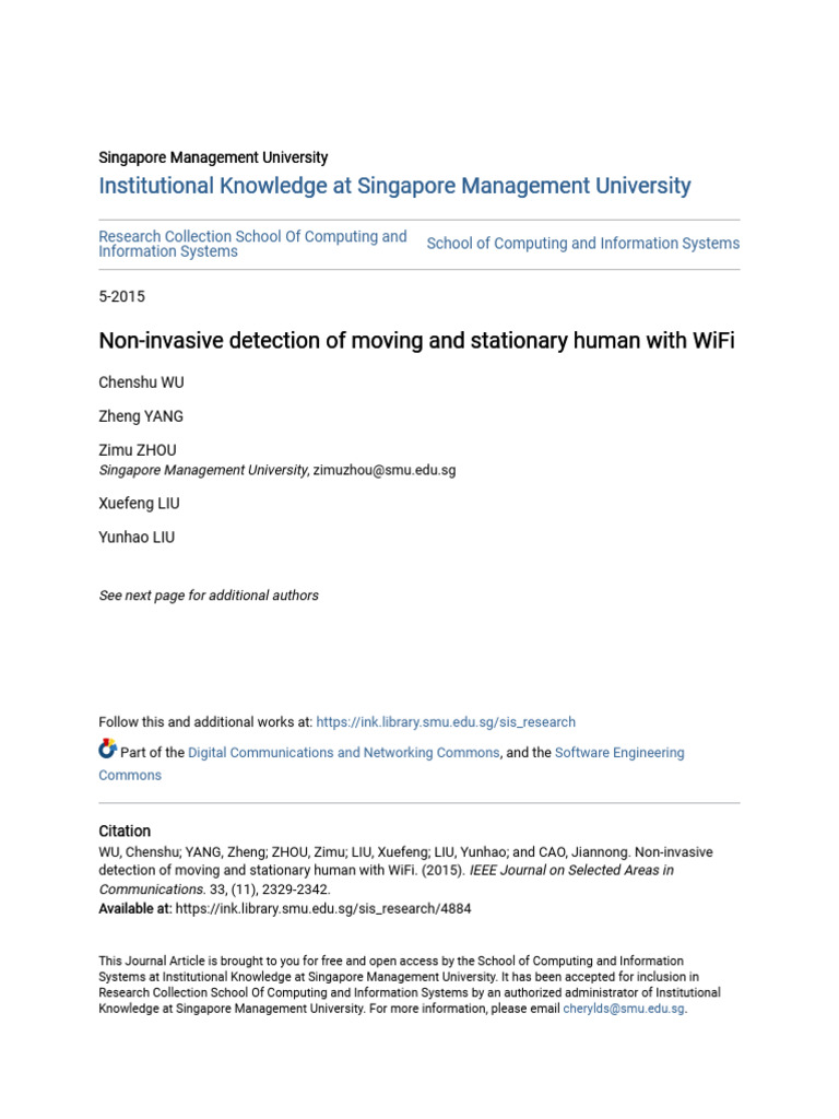 Non-Invasive Detection of Moving and Stationary Human With WiFi | PDF ...