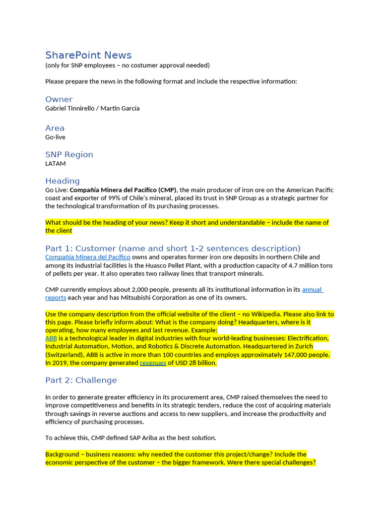 Go Live: CMP's SAP Ariba Implementation | PDF | Business